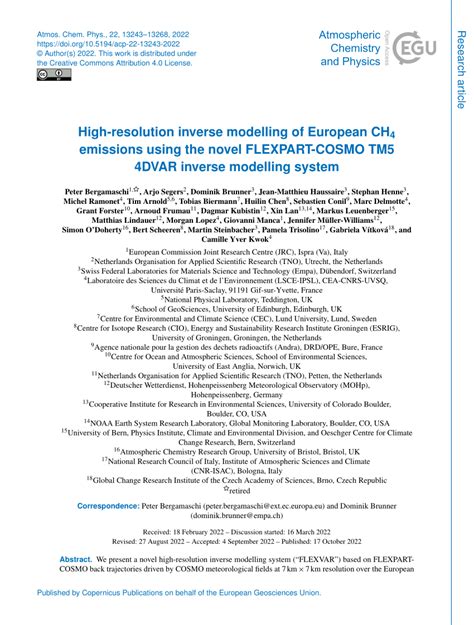 Pdf High Resolution Inverse Modelling Of European Ch 4 Emissions Using The Novel Flexpart