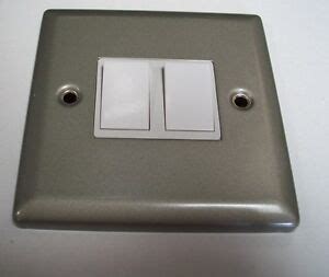 Double 2 Gang 2 Way 10AX Light Switch Satin Chrome Effect White Insert DEC0054 5018801008380 EBay