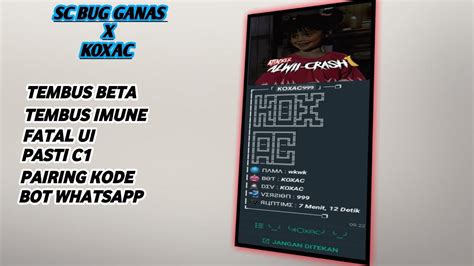 sc bug koxac tembus beta pairing kode bot whatsapp youtube