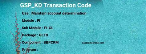 GSP KD SAP Tcode For Maintain Account Determination