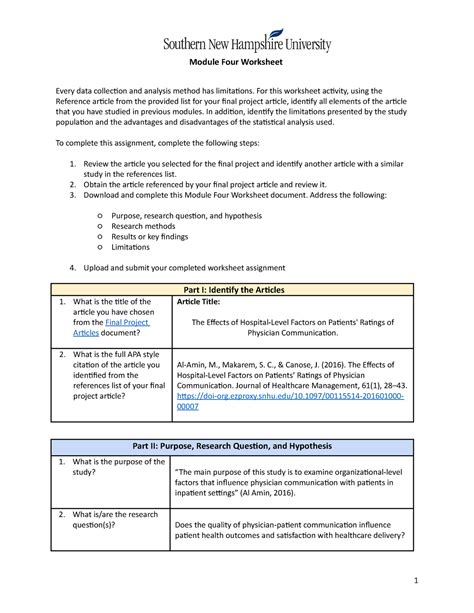 IHP Module Four Worksheet Module Four Worksheet Every Data Collecion And Analysis Method