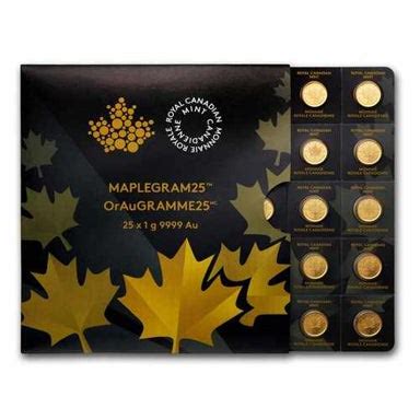 1 Gram Gold Maple Leaf Coins Maplegram25 Set 9999 Pure