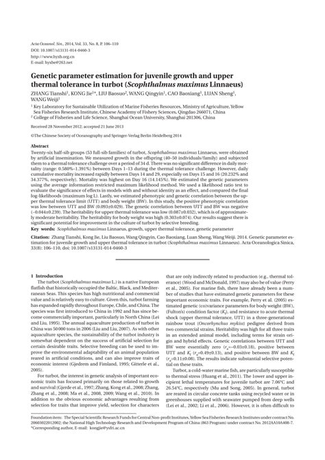 Pdf Genetic Parameter Estimation For Juvenile Growth And Upper