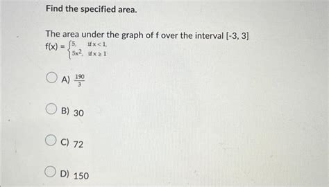 Solved Find The Specified Area The Area Under The Graph Of Chegg Com
