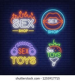 Sex Shop Neon Sign Set Fire Stock Vector Royalty Free Shutterstock