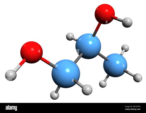 3d Image Of Propylene Glycol Skeletal Formula Molecular Chemical Structure Of Propanediol