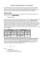 SPECIES DIVERSITY LAB HANDOUT F21 Tagged 2 Pdf BIO 301L SPECIES DIVERSITY LAB HANDOUT