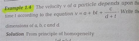 Example The Velocity V Of A Particle Depends Upon The Time T Accordin