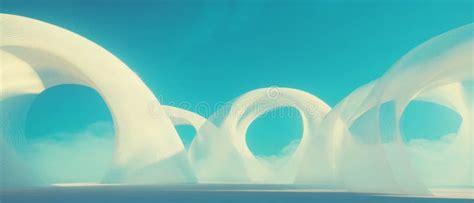 Fluid Animations Of 3d Arches Reacting To Virtual Wind In Abstract Motion Stock Illustration
