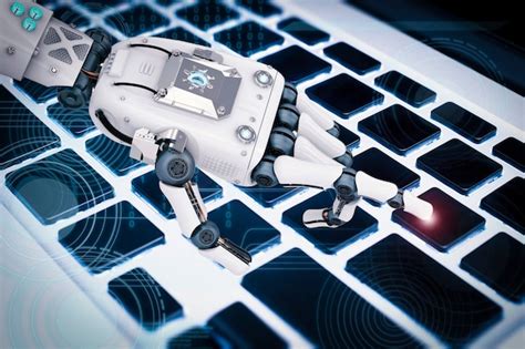 Premium Photo 3d Rendering Robotic Hand Working With Keyboard