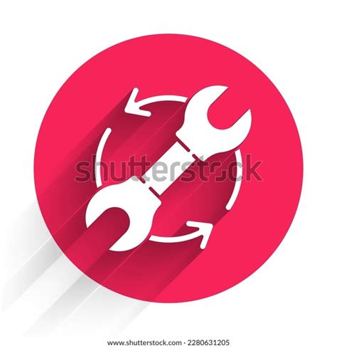 White Wrench Spanner Arrows Workflow Icon Stock Vector Royalty Free
