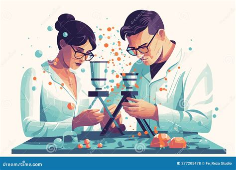 Scientist Man And Woman Working In Laboratory Vector Illustration Stock Vector Illustration