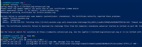 Certbot Renew Fails Challenge Timeout But Can Access Port 80 Help Lets Encrypt Community