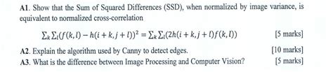 Solved A1 Show That The Sum Of Squared Differences Ssd