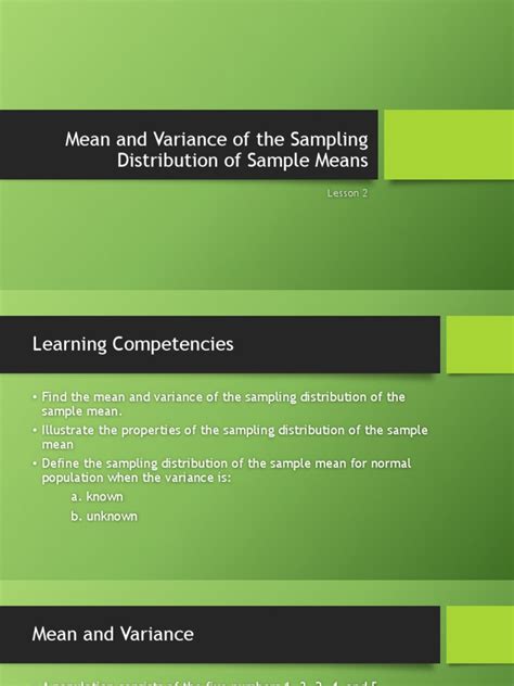 2 Mean And Variance Of The Sampling Distribution Of Pdf Standard Deviation Mean