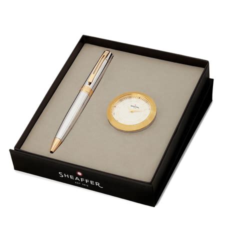 Sheaffer 300 G9342 Ballpoint Pen Bright Chrome With Gold Tone Trim Wit