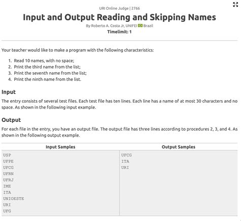Solved URI Online Judge Input And Output Reading And Chegg