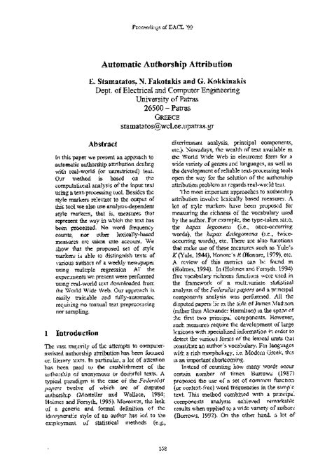 Pdf Automatic Authorship Attribution