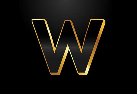 금색과 검은 색 알파벳 W우아한 골드 컬러 알파벳 벡터 일러스트 레이 션 0명에 대한 스톡 벡터 아트 및 기타 이미지 0명 3차원 형태 금 금속 Istock