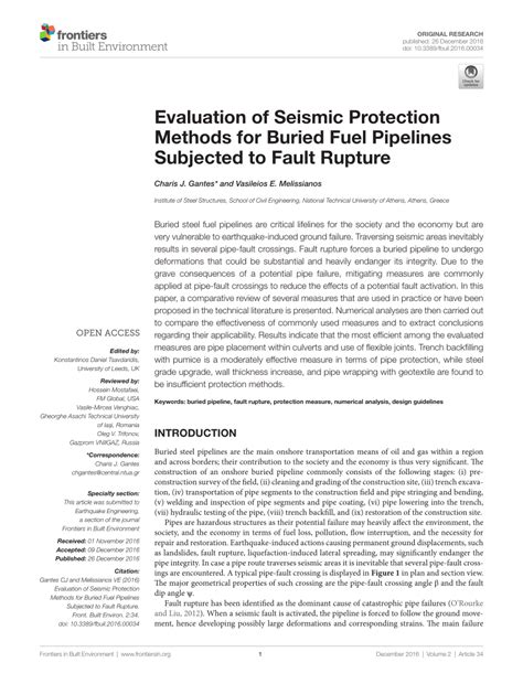Pdf Evaluation Of Seismic Protection Methods For Buried Fuel Pipelines Subjected To Fault Rupture