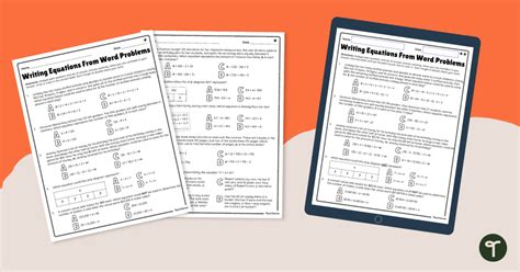 Writing Equations From Word Problems Differentiated Digital Worksheets Library