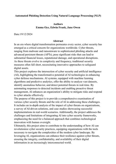 Pdf Automated Phishing Detection Using Natural Language Processing Nlp