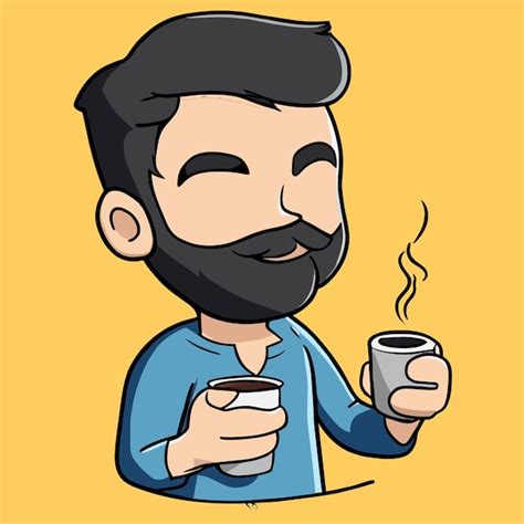 Brewed To Happiness Cute Coffee Drinker Cartoon Vector Premium Ai