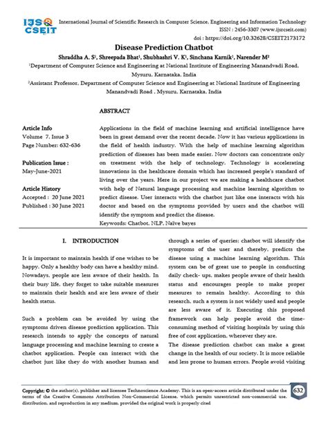 Disease Prediction Chatbot Pdf Machine Learning Computing