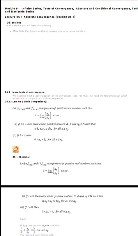 Education World Lecture Notes 9 Infinite Series Tests Of