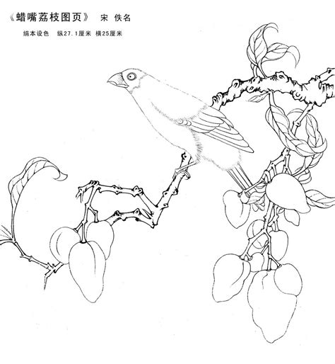 宋代工笔花鸟蜡嘴荔枝图页 古画网