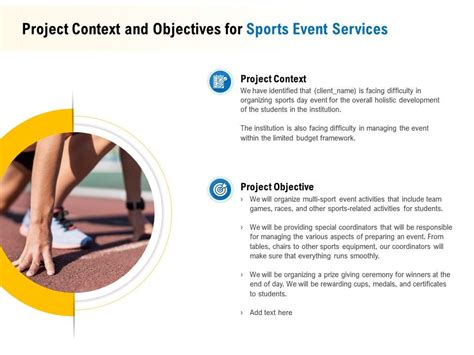 Project Context And Objectives For Sports Event Services Ppt Inspiration Presentation Graphics