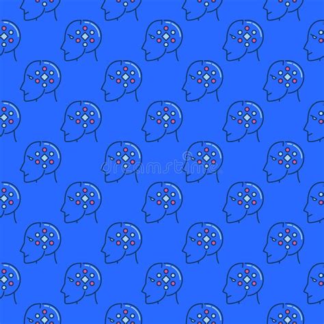 Ml And Ai Head Vector Machine Learning Colored Seamless Pattern Stock Illustration