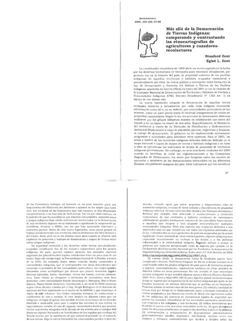 Zent Mas Alla De La Demarcacion De Tierras Indigenas Standford Pdf