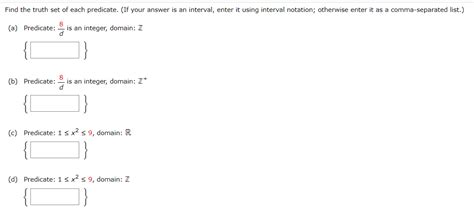 solved find the truth set of each predicate if your answer