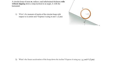Solved A Circular Hoop Of Mass M Radius R And