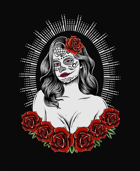 Illustration Sugar Skull Woman With Rose Flower 4782406 Vector Art At