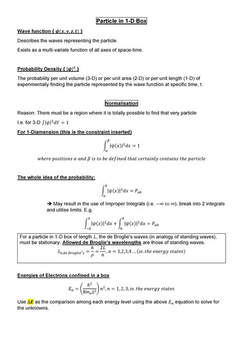 Quantum Physics 1d Particle Wave Function Particle In 1 D Box Wave