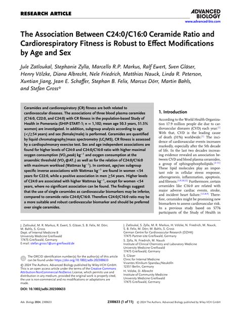 Pdf The Association Between C240c160 Ceramide Ratio And