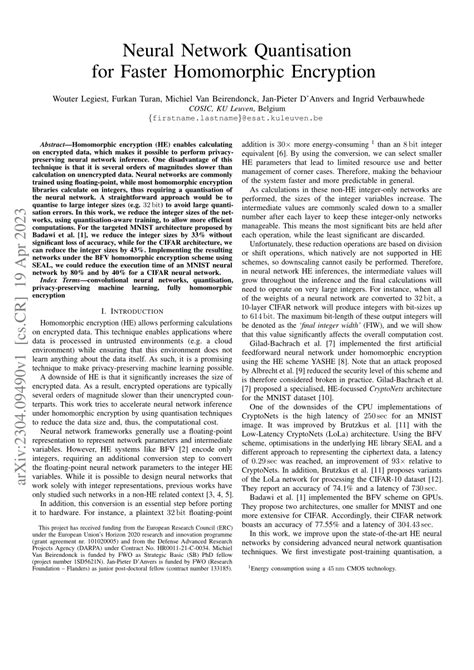 pdf neural network quantisation for faster homomorphic encryption