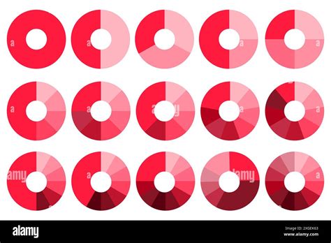 Set Of Red Vector Charts Circular Donut Charts Collection Different