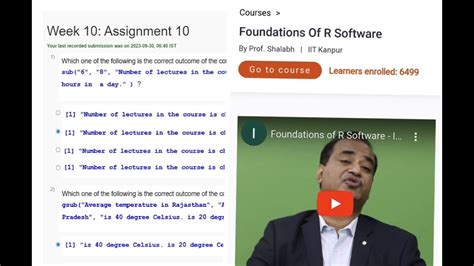 Foundation Of R Software Week 10 Assignment Answers Assignment 10 Nptel July 2023 Youtube
