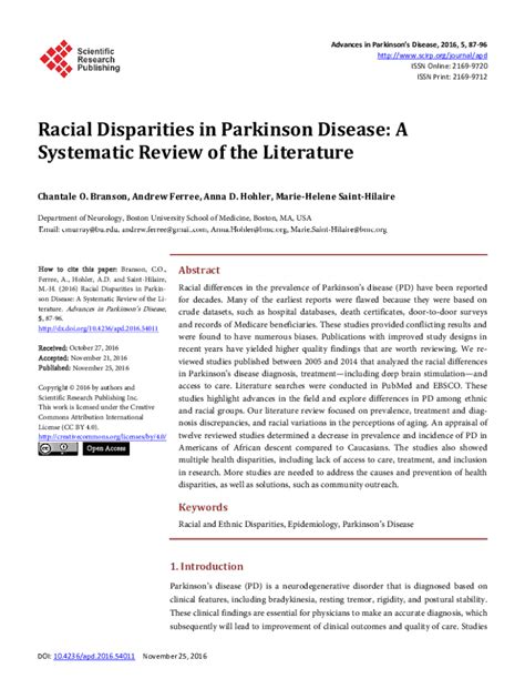 Fillable Online Racial Disparities In Parkinson Disease Racial Differences In The Prevalence Of