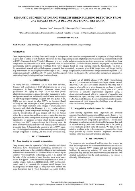 Pdf Semantic Segmentation And Unregistered Building Detection From