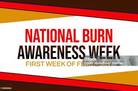 National Burn Awareness Week 배경 노란색과 보라색 와 텍스트 2월 첫째 주는 화상 인식 주간을 배경으로 합니다 웹 포스터 디자인 2월에 대한 스톡
