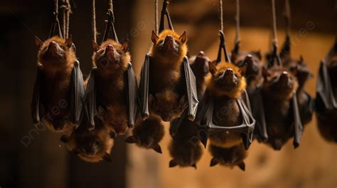 중간에 줄에 매달린 작은 박쥐 무리 거꾸로 매달려 있는 박쥐 사진 배경 일러스트 및 사진 무료 다운로드 Pngtree