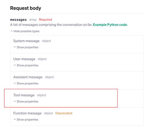 Message Possible Type Role Tool How To Use That Api Openai
