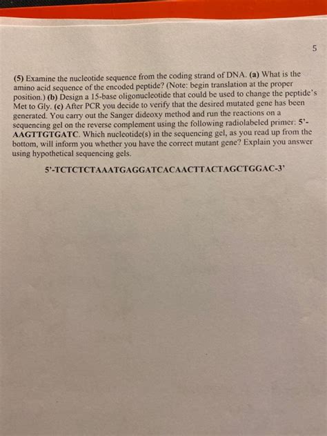 Solved Examine The Nucleotide Sequence From The Coding Chegg
