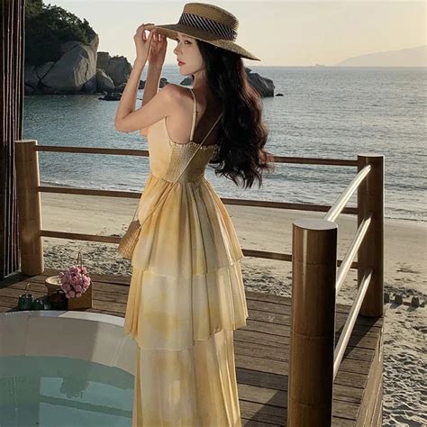 Summer Beach Maxi Dress With Layered Design On Luulla