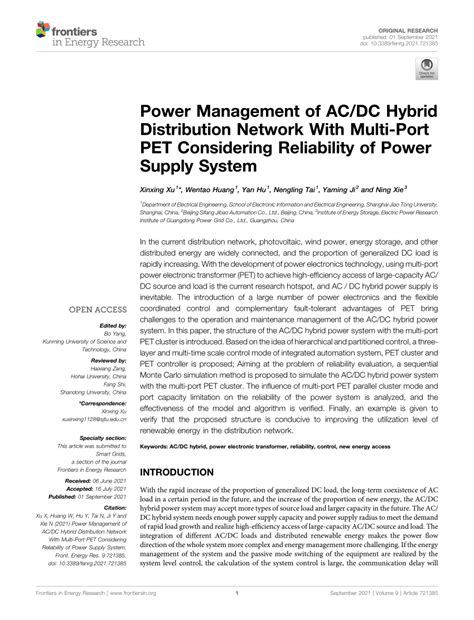 PDF Power Management Of AC DC Hybrid Distribution Network With Multi Port PET Considering