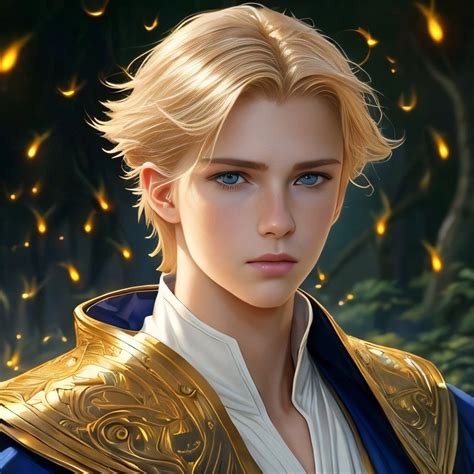 Yellow Male Art Design Character Fantasy Yellow Hair Blue Hair